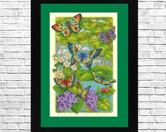 Butterfly Forest Cross Stitch Pattern PDF Digital Pattern Modern Decor ...