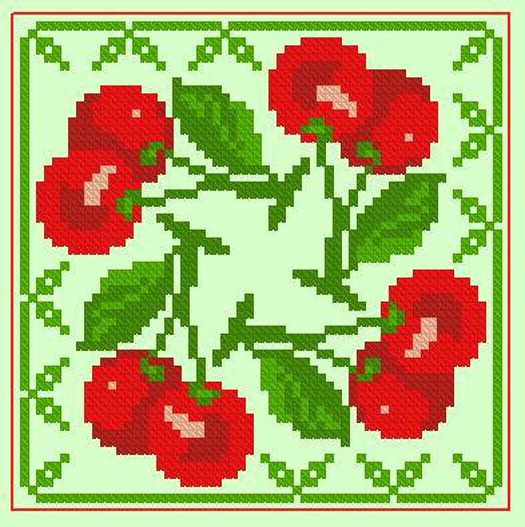 Cherries Biscornu, Cross Stitch Pattern, Cross Stitch PDF, Instant ...