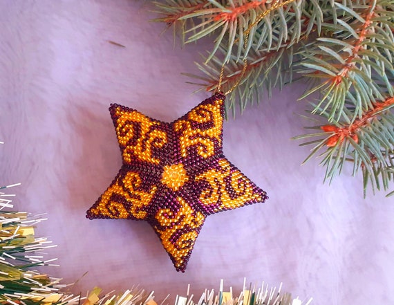 Beaded 3D Peyote Beaded Decoration Purple Christmas Tree Toy Home Party Decor Christmas Beaded Decor Christmas Garland 3D Beading Star. Etsy Ireland