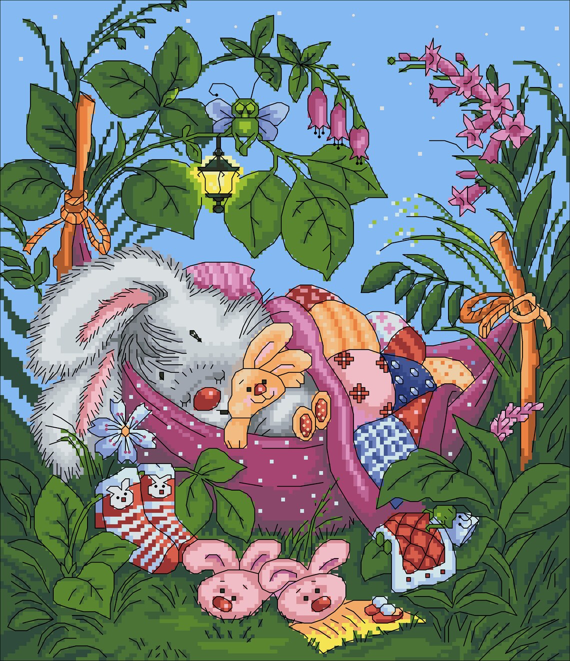 Good Night Cross Stitch Patternmodern Embroidery Counted - Etsy