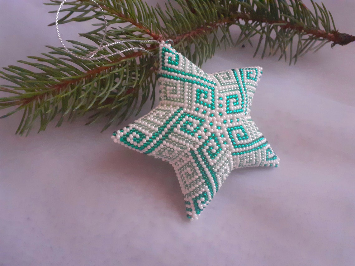 3D Peyote Green Rhombus Bead Decoration Christmas Tree Toy Home Party ...