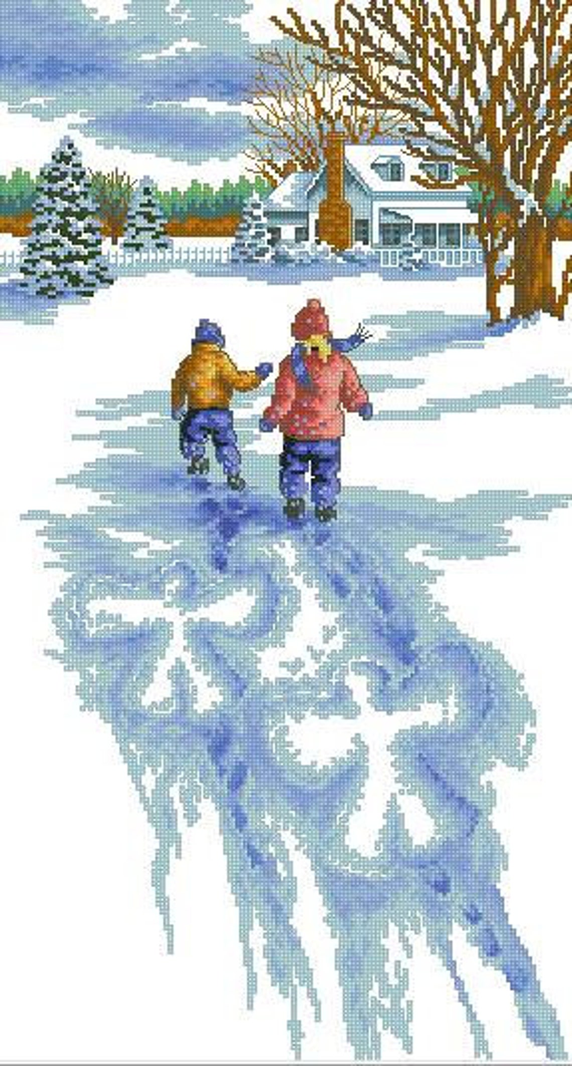 Snow Angels, Counted Cross Stitch Pattern, PDF Embroidery, Winter Cross ...