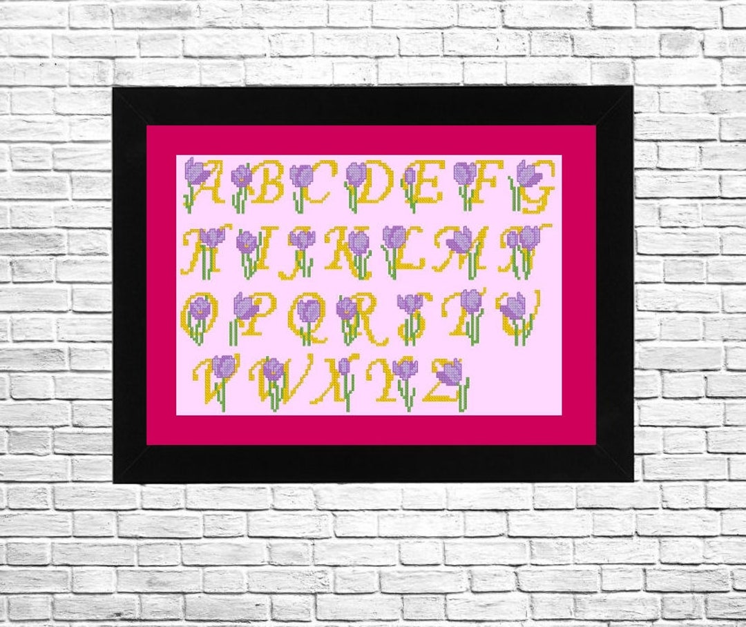 Crocus Monogram, Alphabet Cross Stitch, Pattern Alphabet Cross Stitch ...