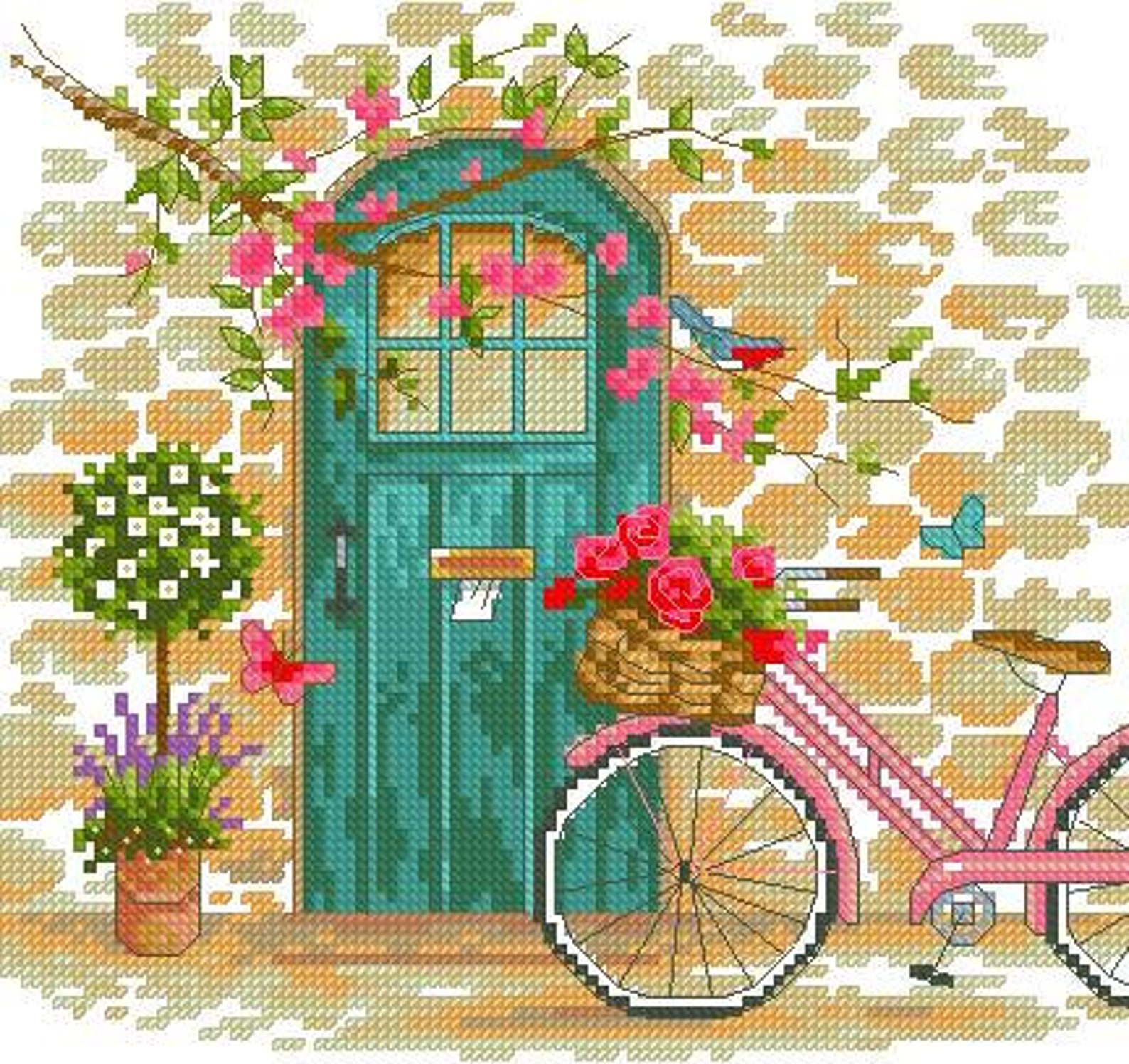 Provence Pattern, Cross Stitch Pattern, Summer Landscape, Pattern Hand ...