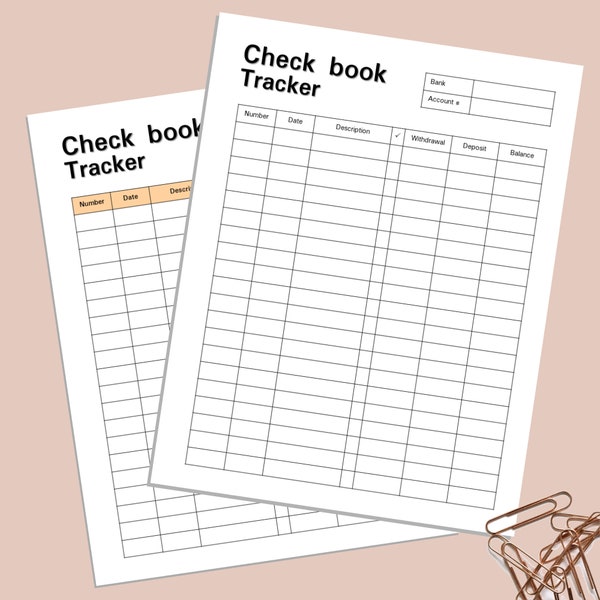 Printable Checkbook Register - Etsy
