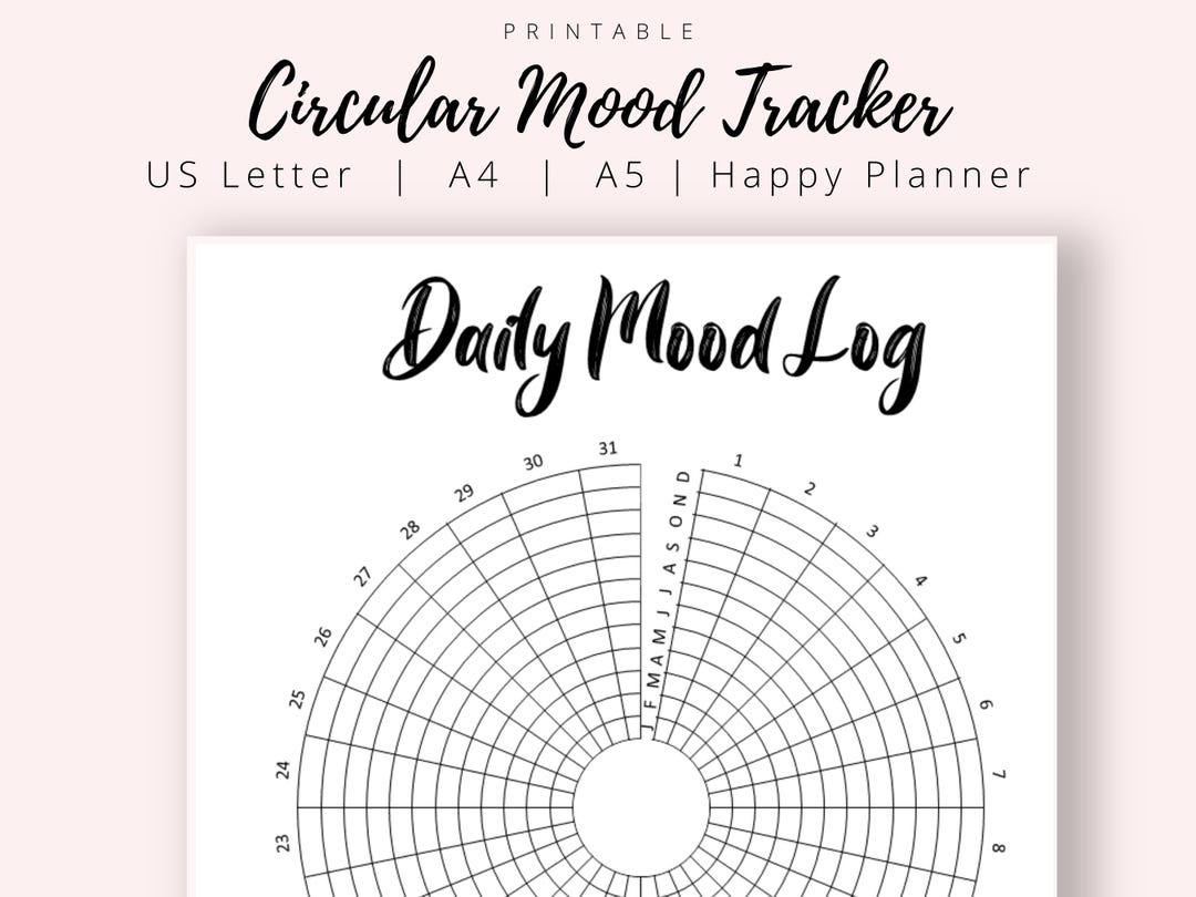 Mood Tracker - Circular Daily Mood Log - Track Your Day - Mandala Mood ...
