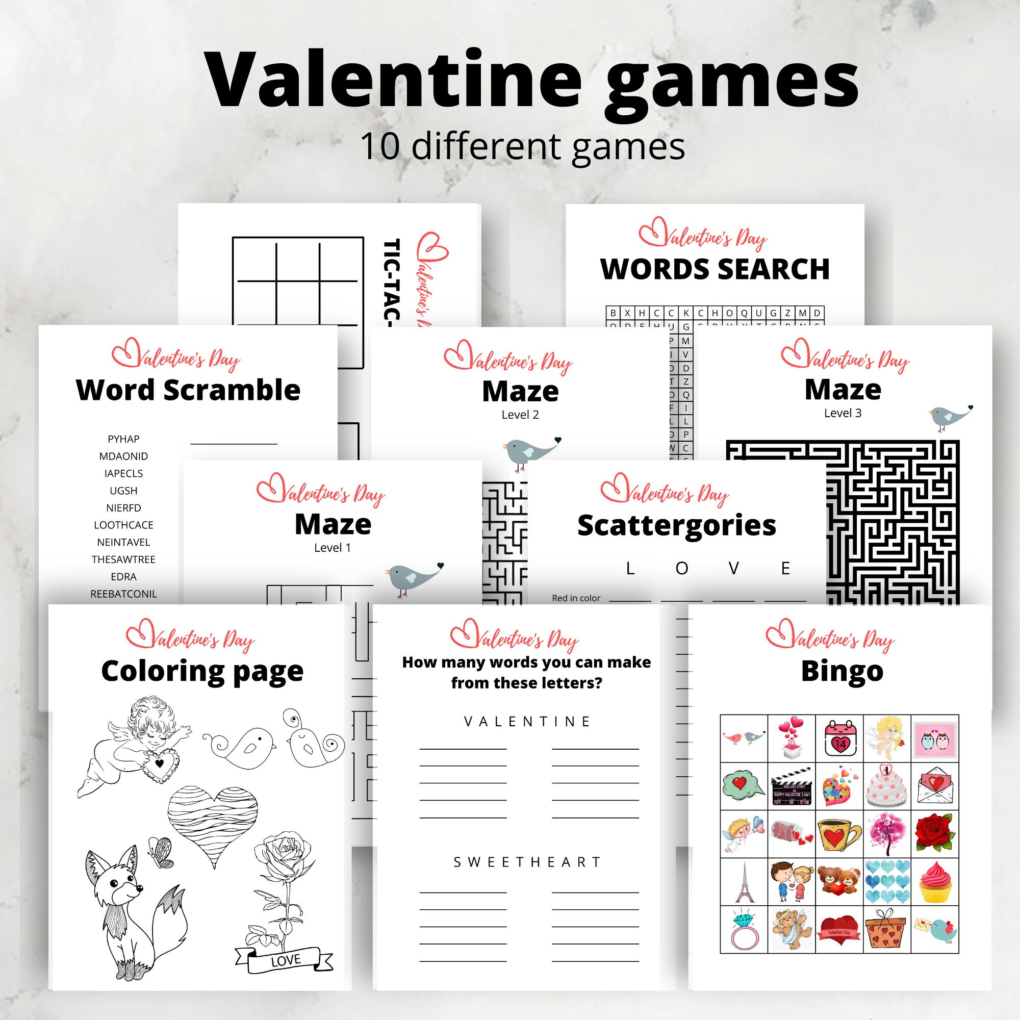 Printable Kids Valentine Games Classroom Valentine Valentine's Day ...