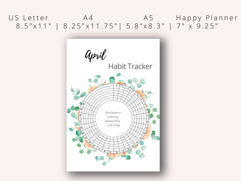 Floral Circular Habit Tracker Printable Monthly Wheel Tracker Instant ...