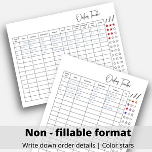 Order Tracking Editable Orders Tracker Printable Order Form Template US ...