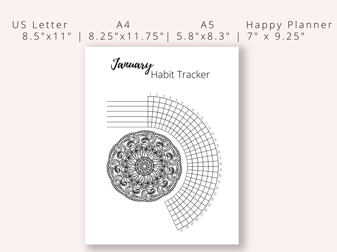 Habit Tracker Printable Mandala Daily Routine Habit Log | Etsy
