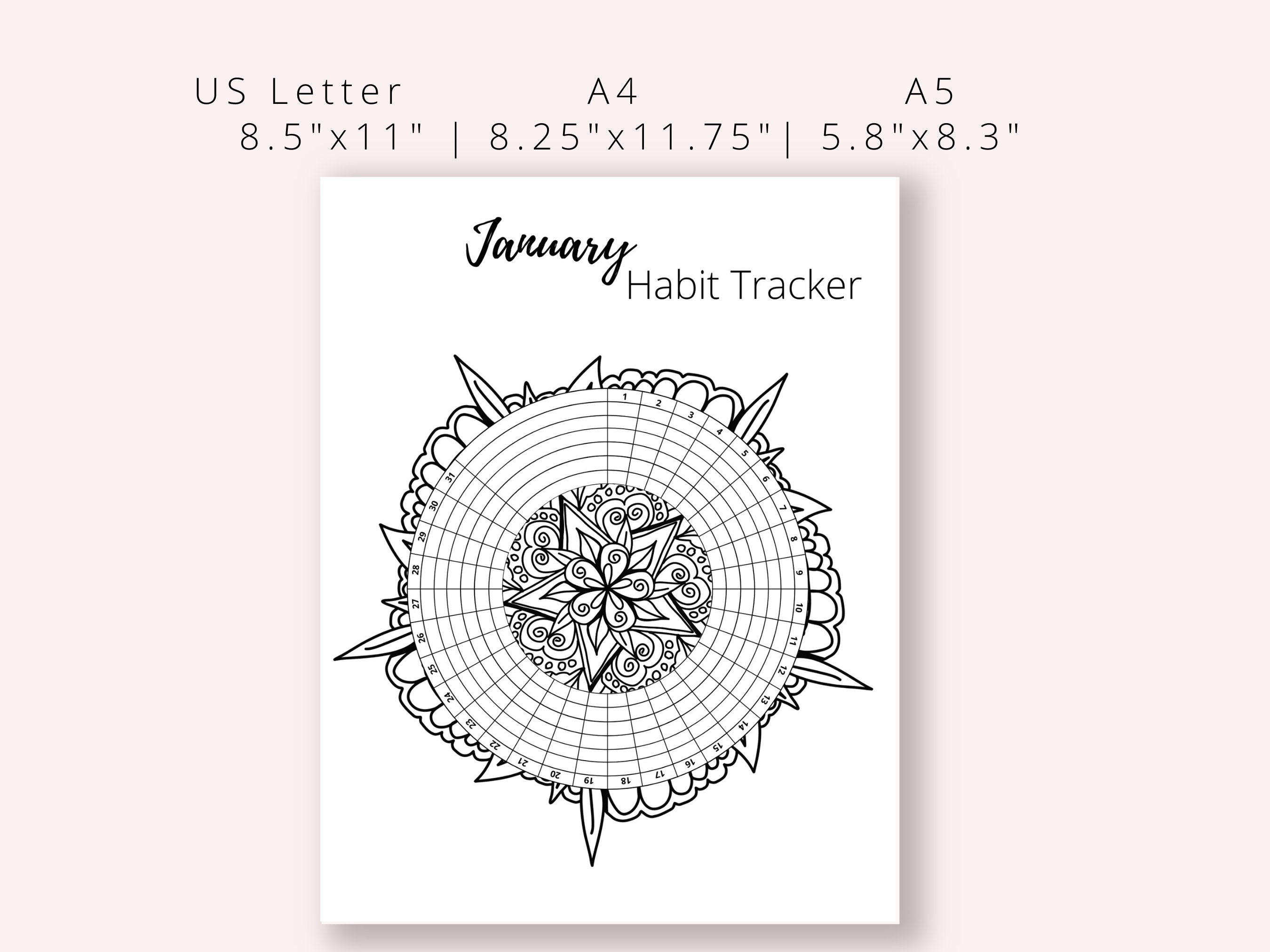 Mandala habit Tracker Printable Monthly Wheel Tracker | Etsy