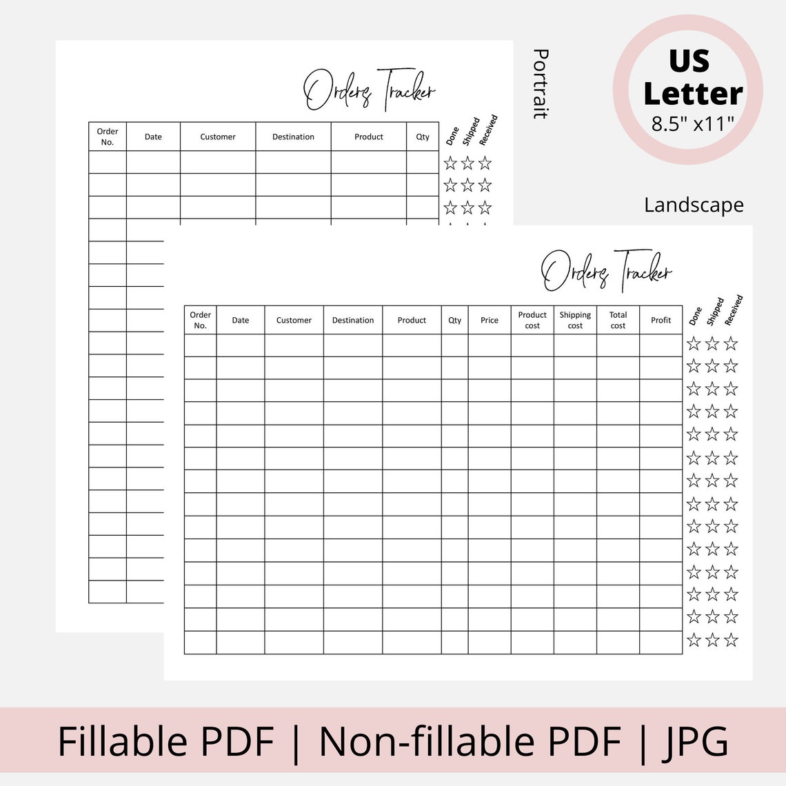 Order Tracking Editable Orders Tracker Printable Order Form Template US ...