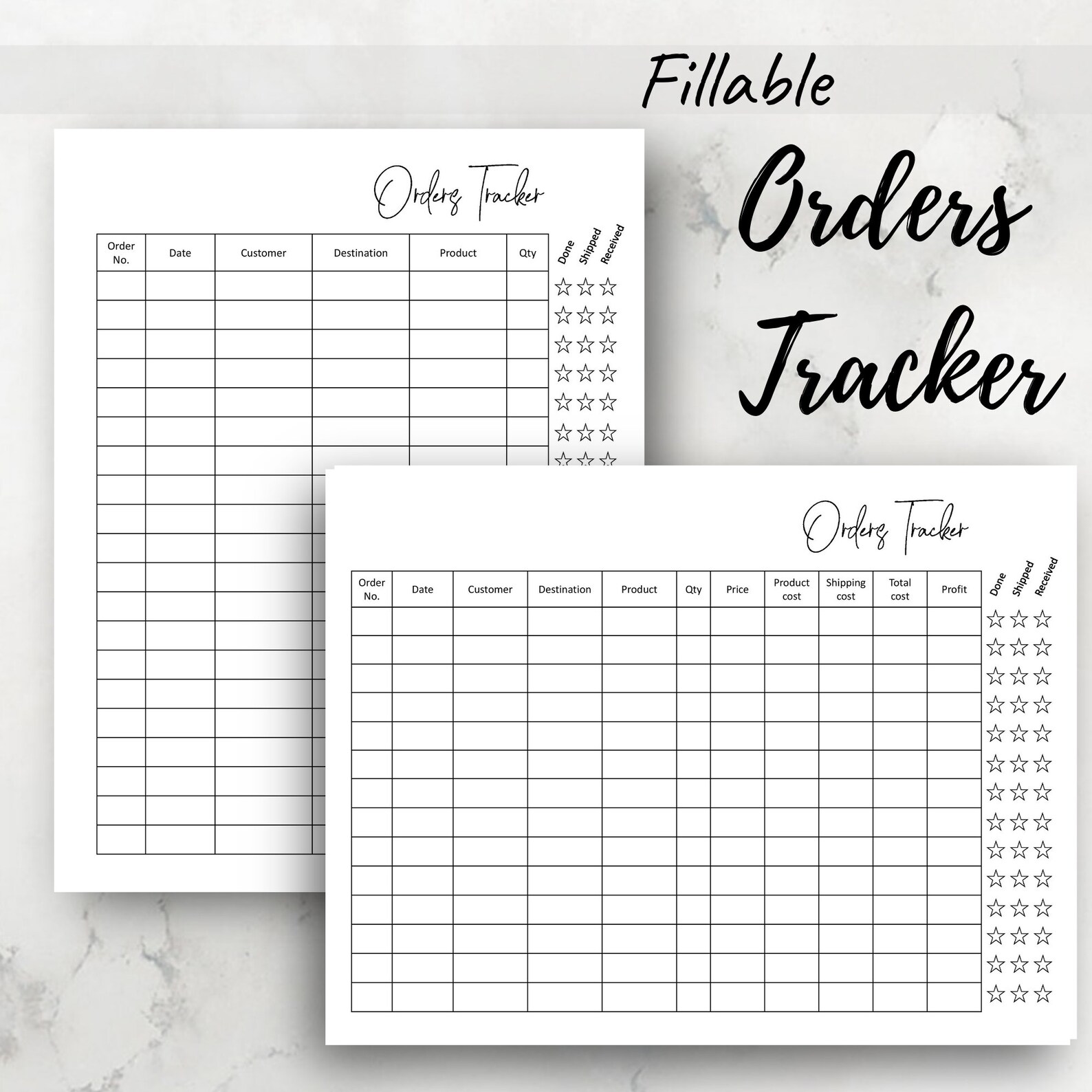 Order Tracking Editable Orders Tracker Printable Order Form Template US ...
