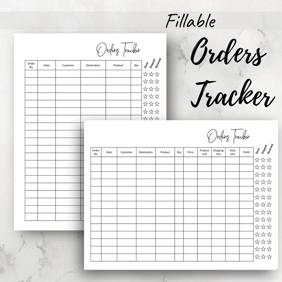 Order Tracking Editable Orders Tracker Printable Order | Etsy