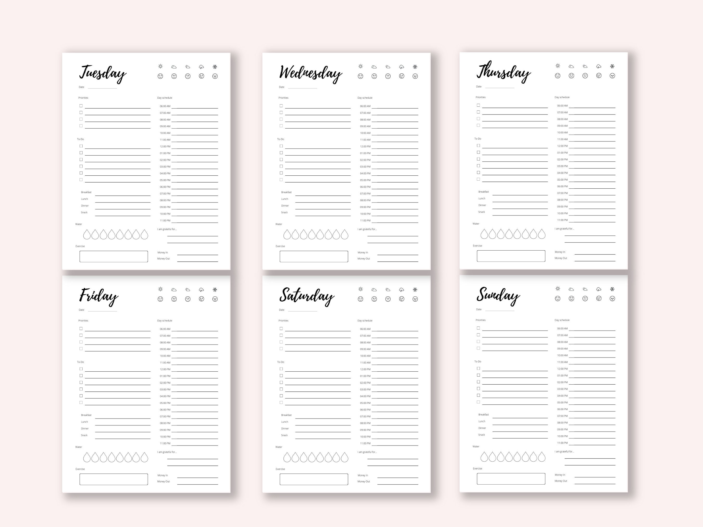 Printable 7 Day Planner Weekly Planner Day Planner PDF JPG Instant ...
