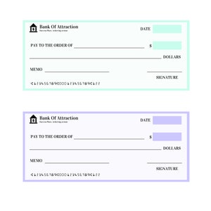 Manifestation Check Printable Blank Abundance Cheque law of - Etsy