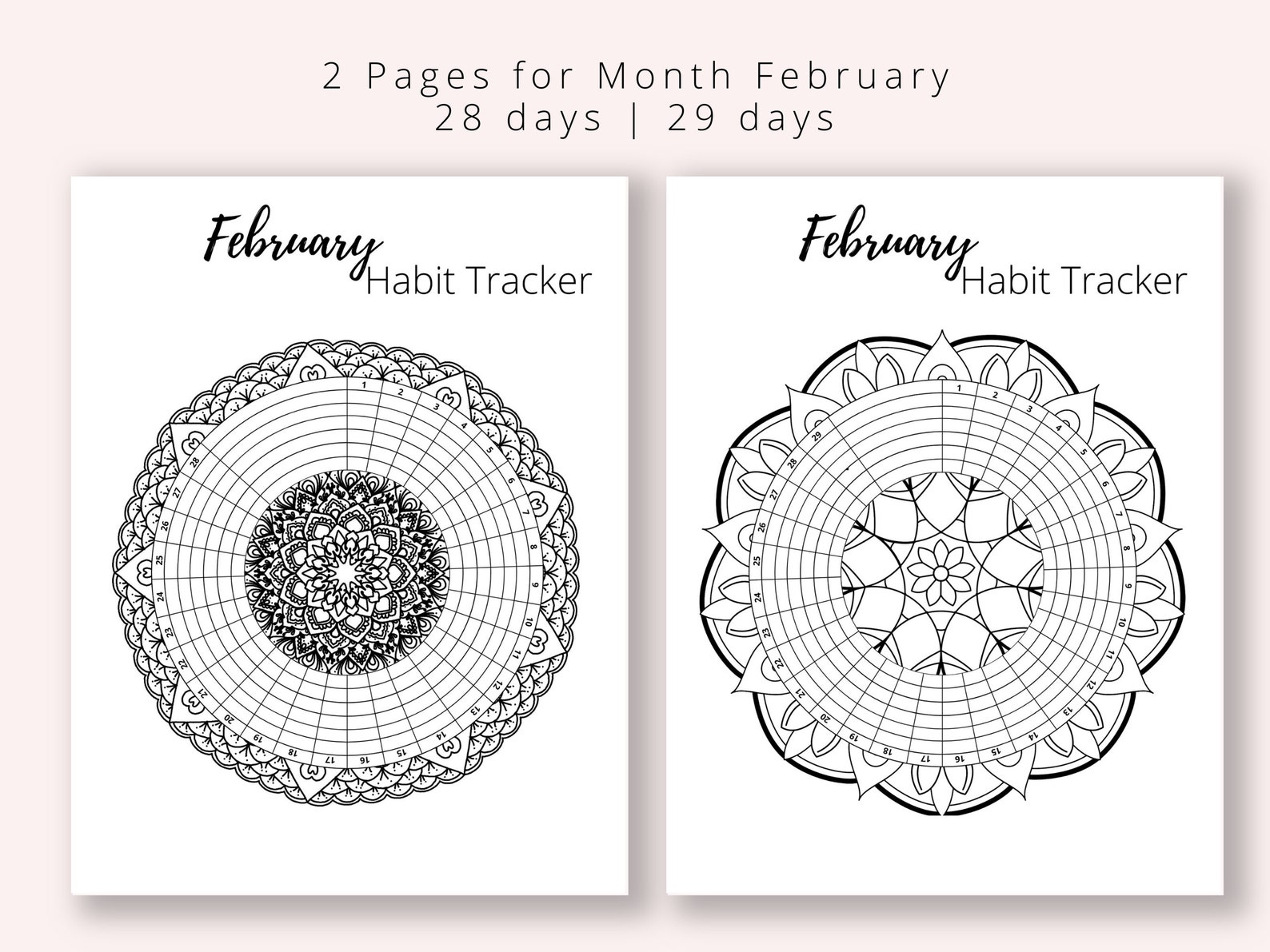 Mandala Habit Tracker Printable - Monthly Wheel Tracker - Instant ...
