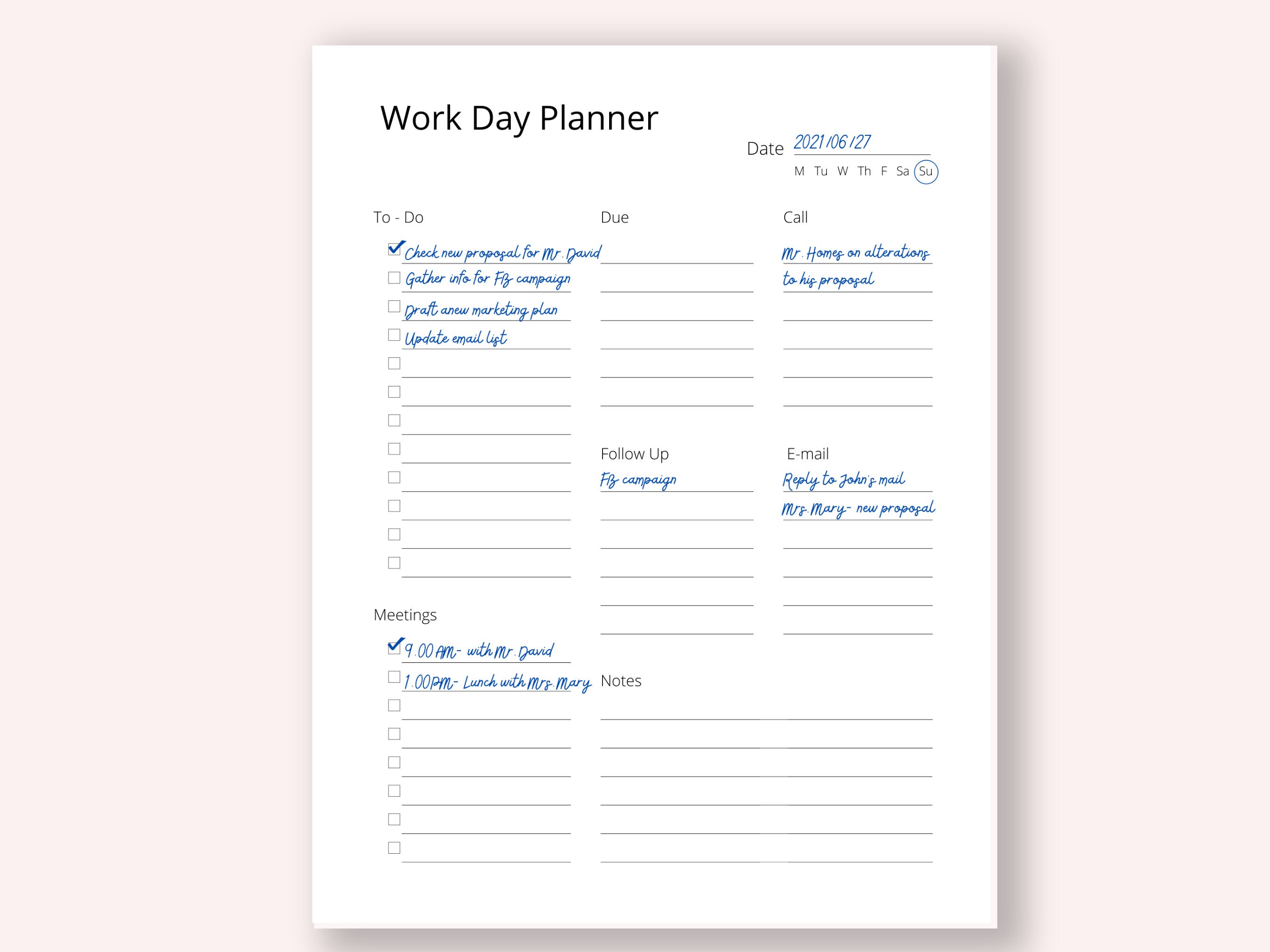 Work day planner Working organizer Daily organizer To Do | Etsy