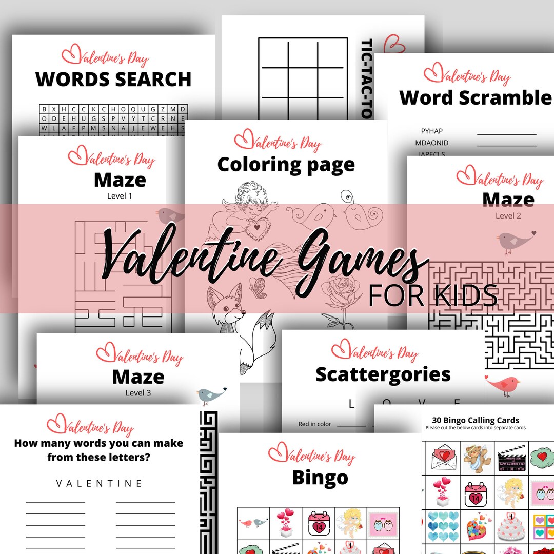 Printable Kids Valentine Games Classroom Valentine Valentine's Day ...