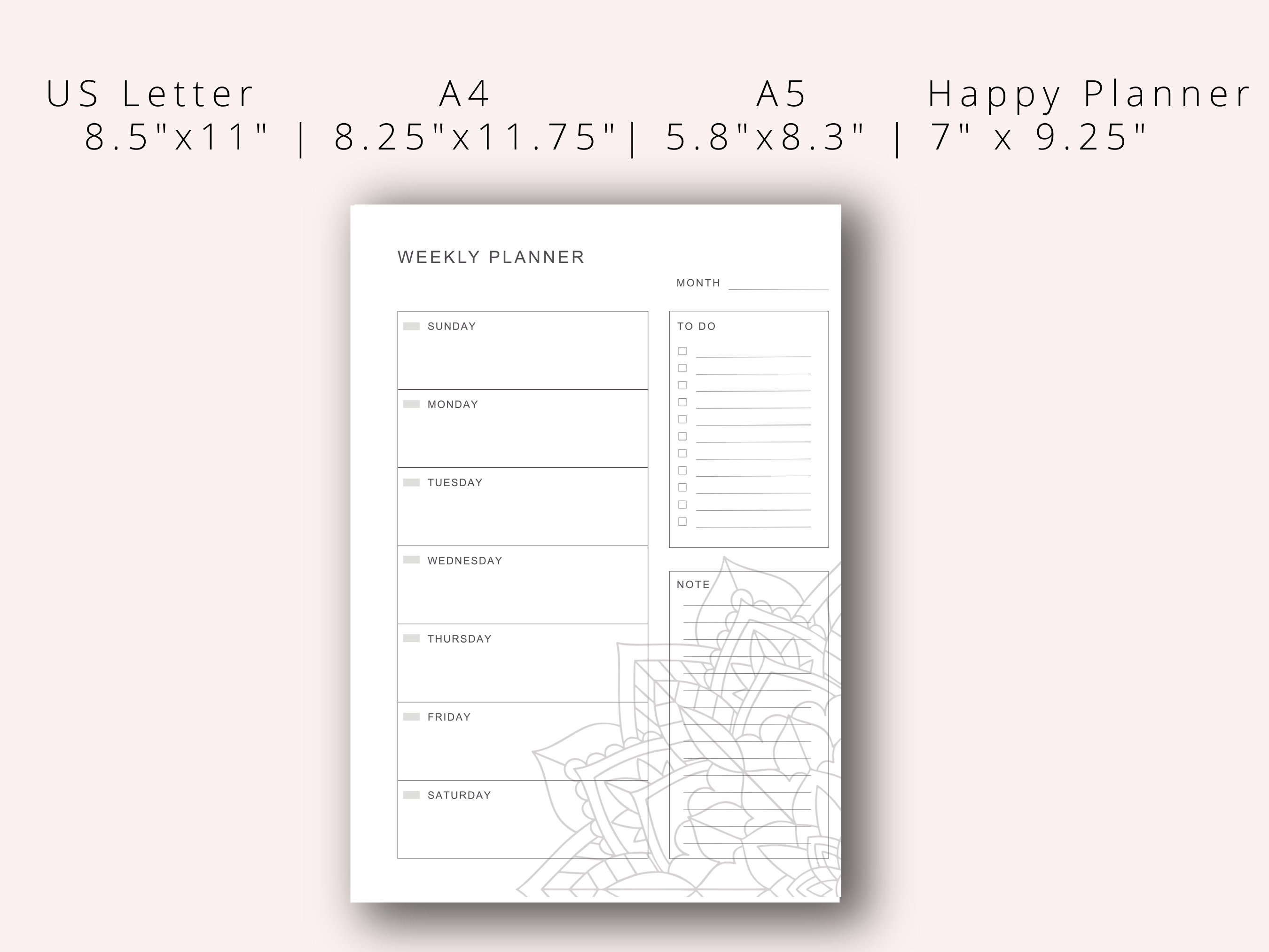 Weekly Planner Printable Mandala Weekly to Do List 52 - Etsy