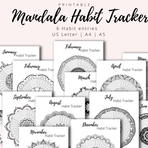 Mandala Habit Tracker Printable Monthly Wheel Tracker - Etsy