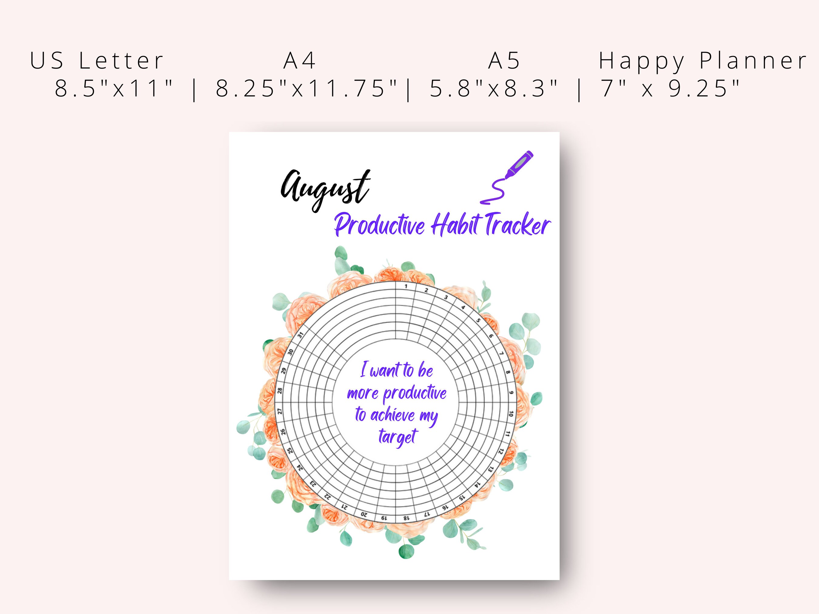 Editable Floral Habit Tracker Flower Circle Habit Tracker Customize ...