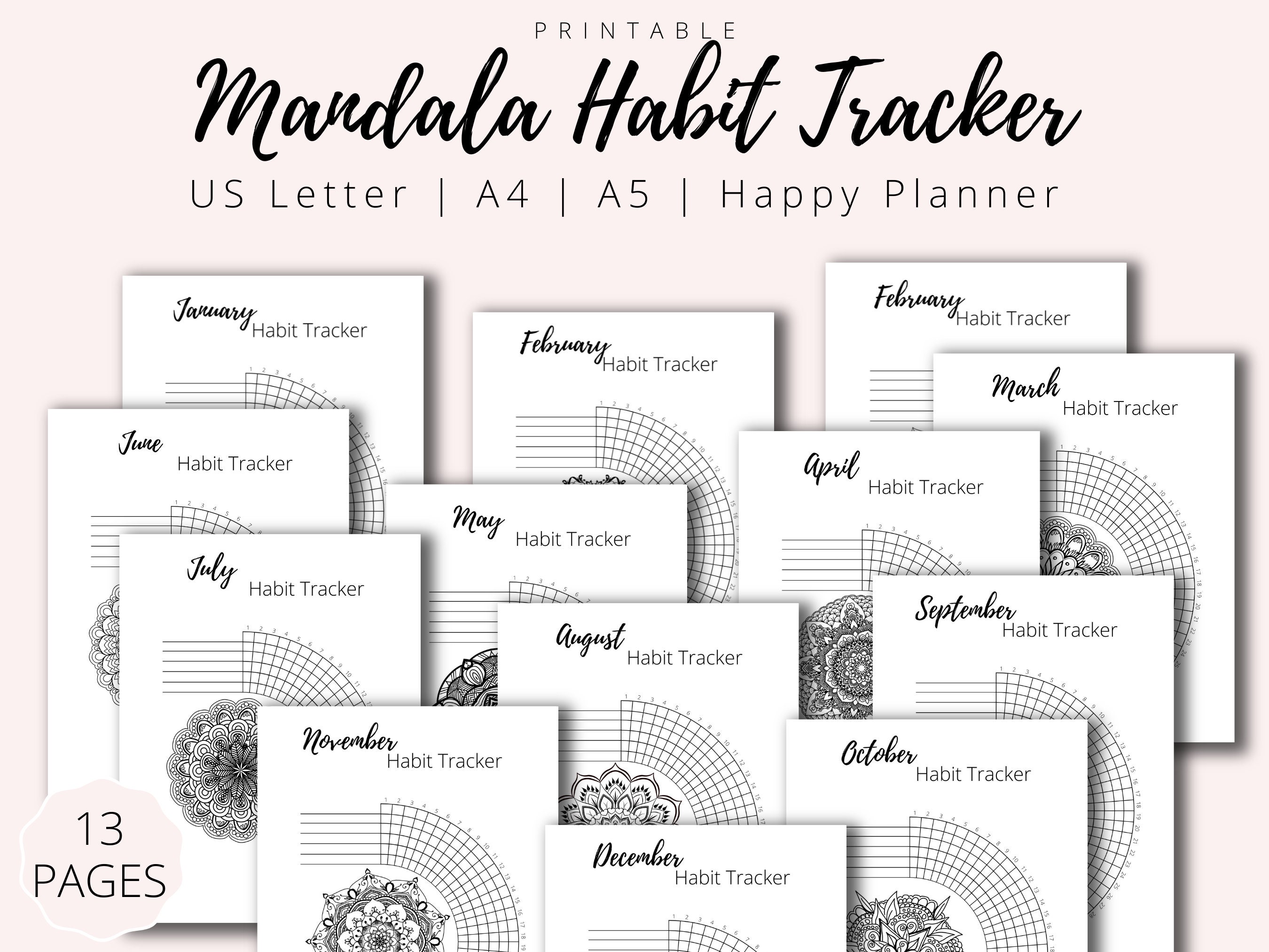 Habit tracker printable Mandala Daily routine Habit log | Etsy