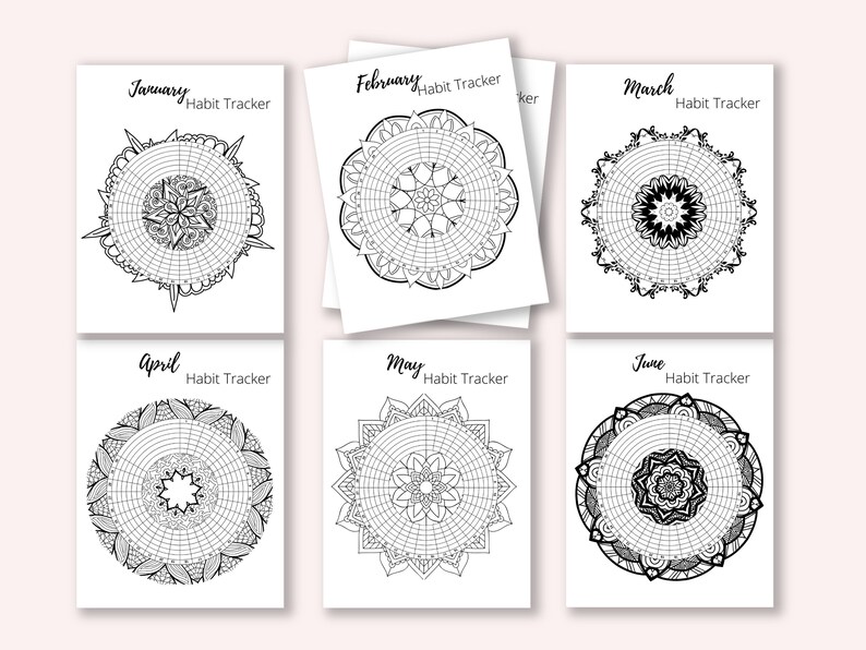 Mandala Habit Tracker Printable Monthly Wheel Tracker Instant Download ...