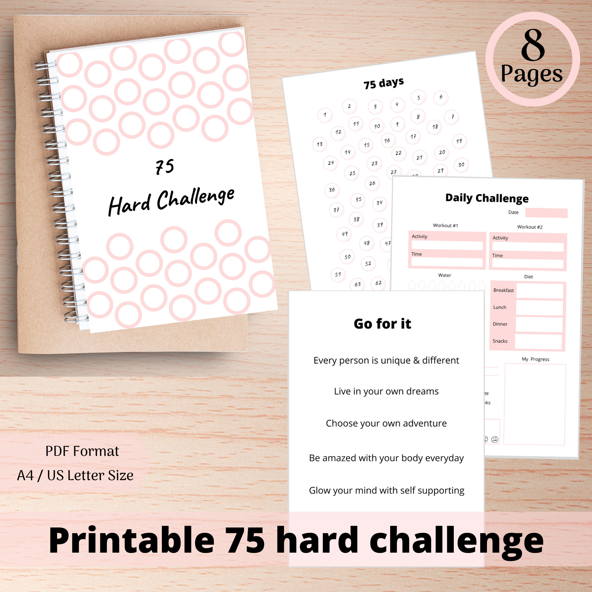 75 Hard Challenge Printable Planner Fitness Tracker Body - Etsy