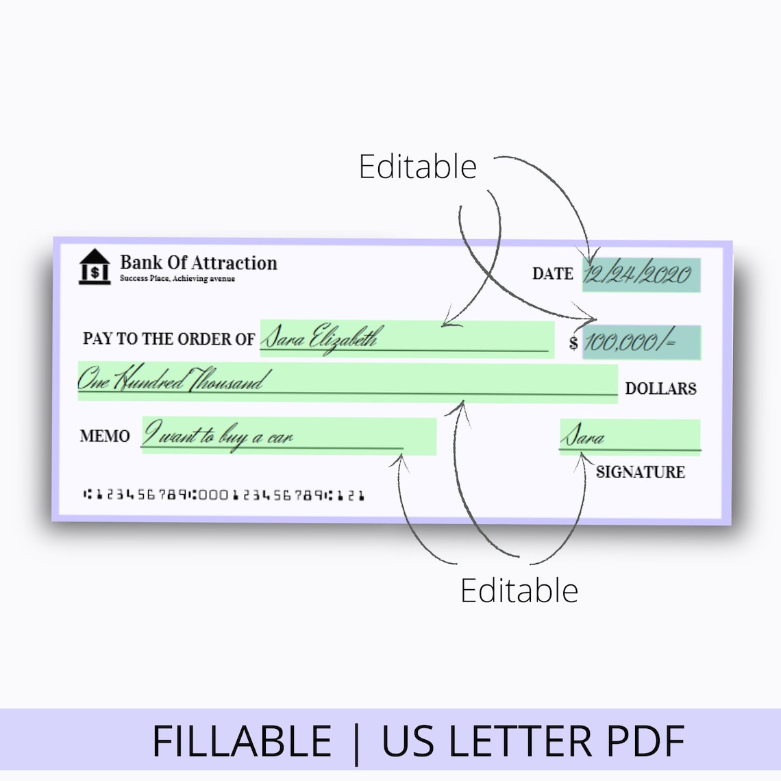 Manifestation Check Printable Blank Abundance Cheque law of - Etsy