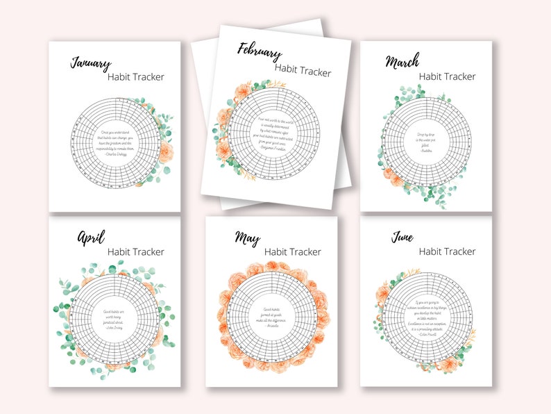 Editable Floral Habit Tracker Flower Circle Habit Tracker Customize ...