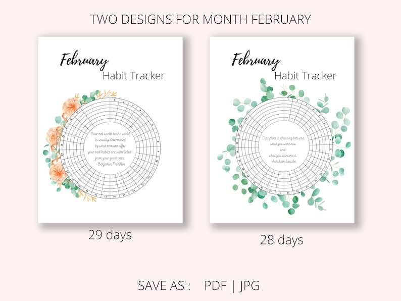 Floral Circular Habit Tracker Printable Monthly Wheel Tracker Instant ...
