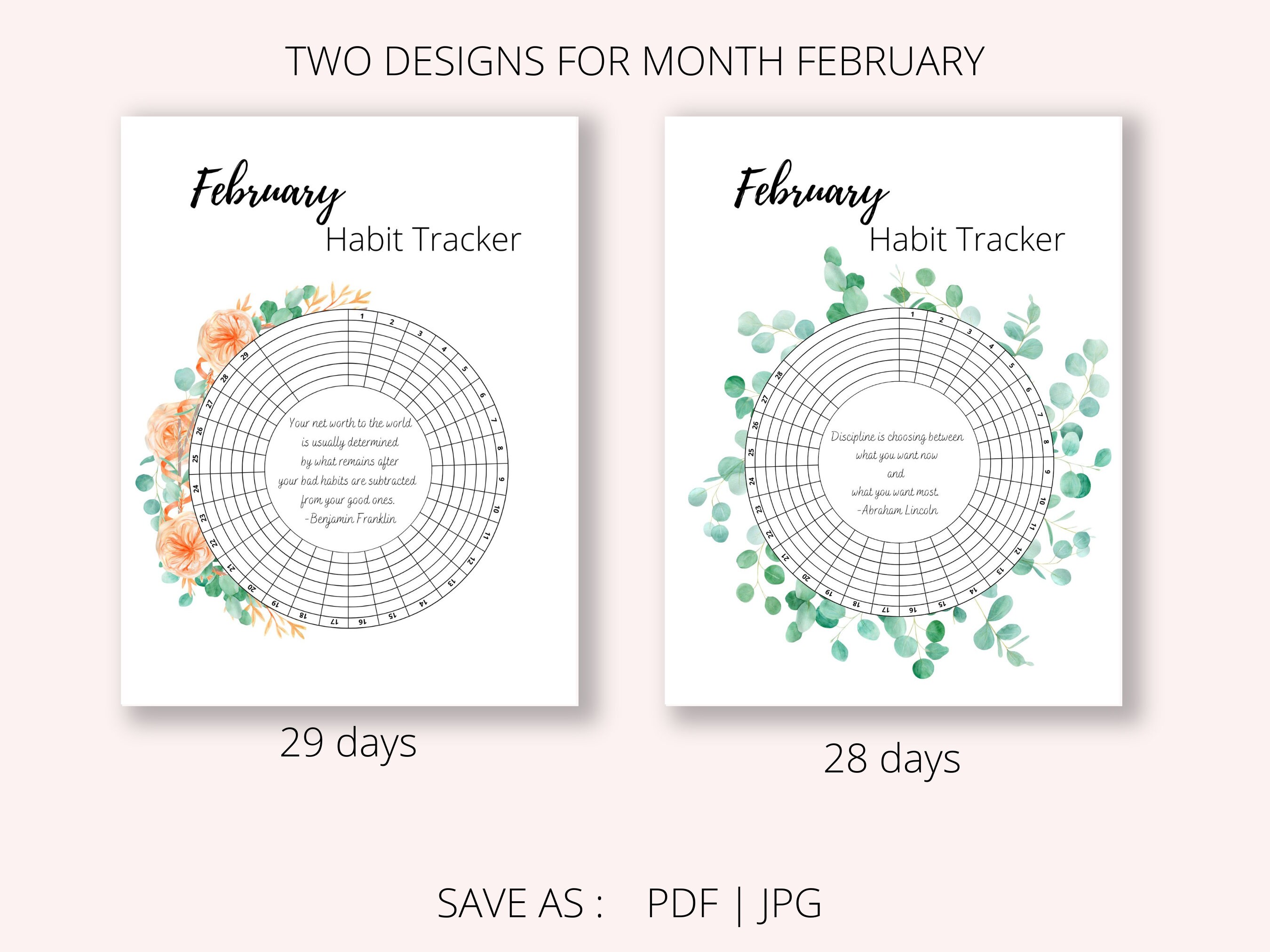 Floral Circular Habit Tracker Printable Monthly Wheel Tracker Instant ...