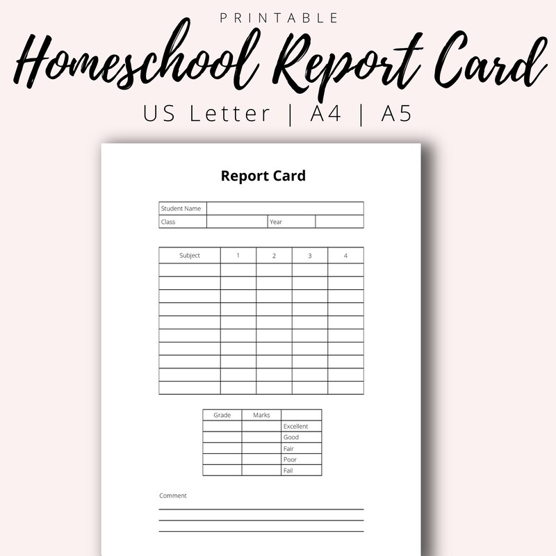 Homeschool Report Card - Etsy