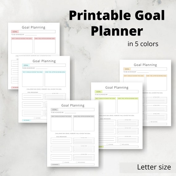 Printable Goal Planner Goal Breakdown Goal Overview | Etsy
