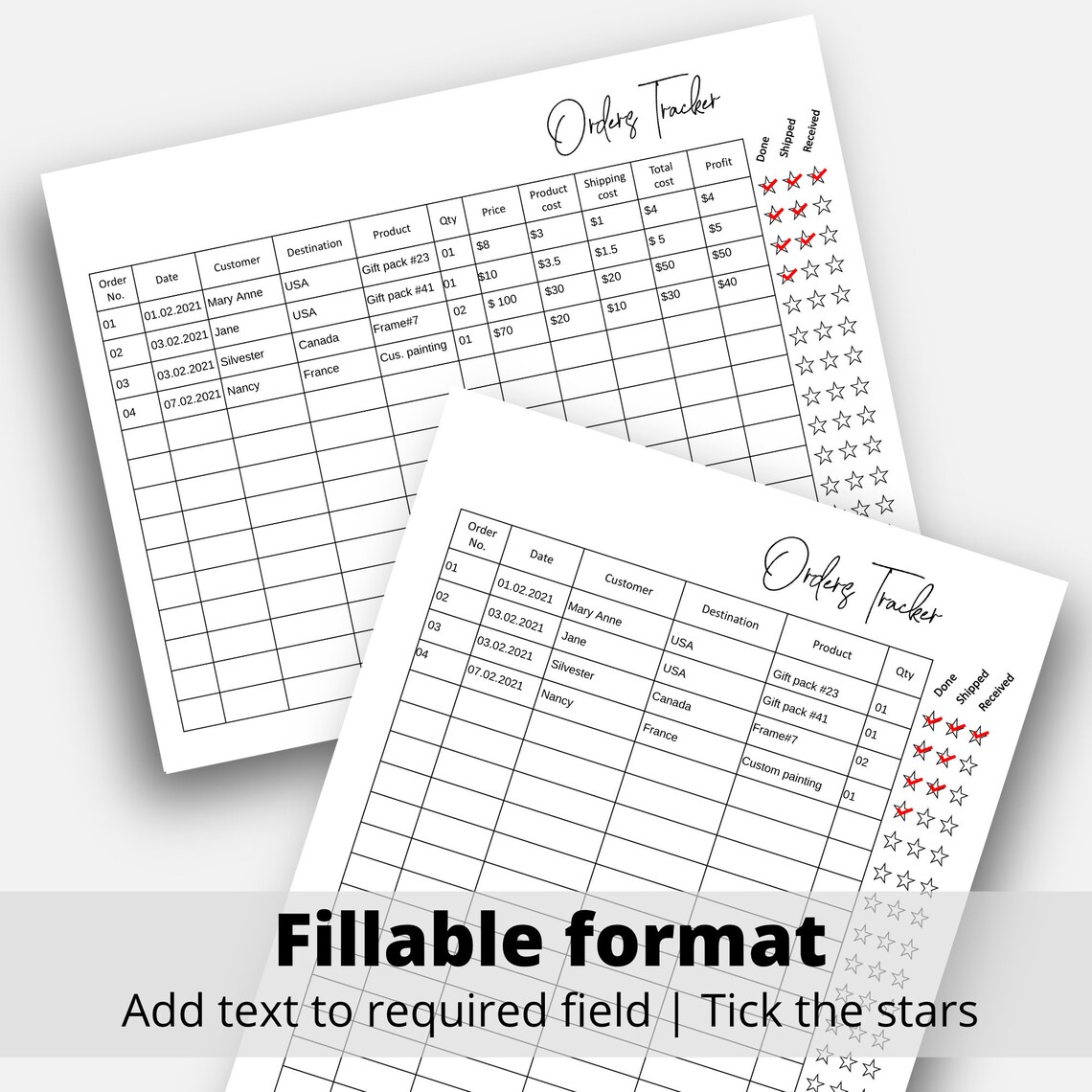 Order Tracking Editable Orders Tracker Printable Order Form Template US ...