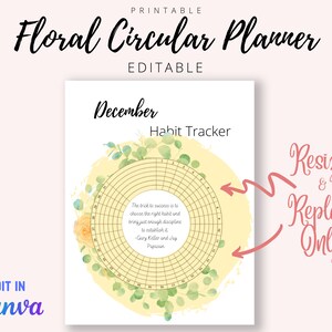 Editable Floral Habit Tracker Flower Circle Habit Tracker Customize ...