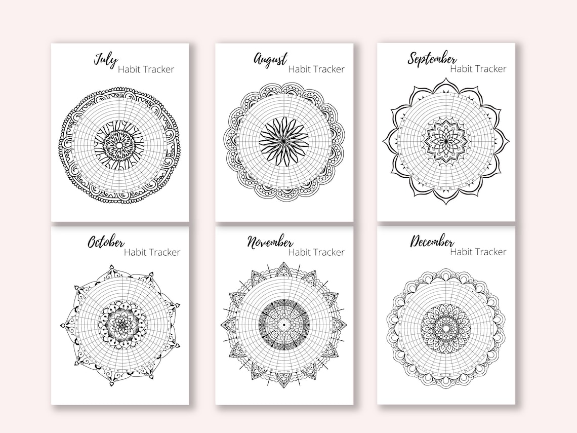 Mandala Habit Tracker Printable Monthly Wheel Tracker - Etsy