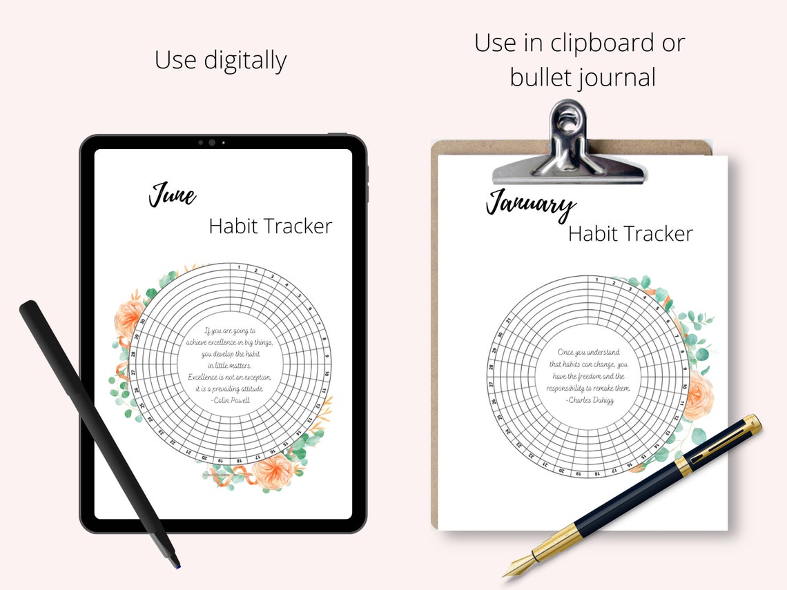 Editable Floral Habit Tracker Flower Circle Habit Tracker Customize ...
