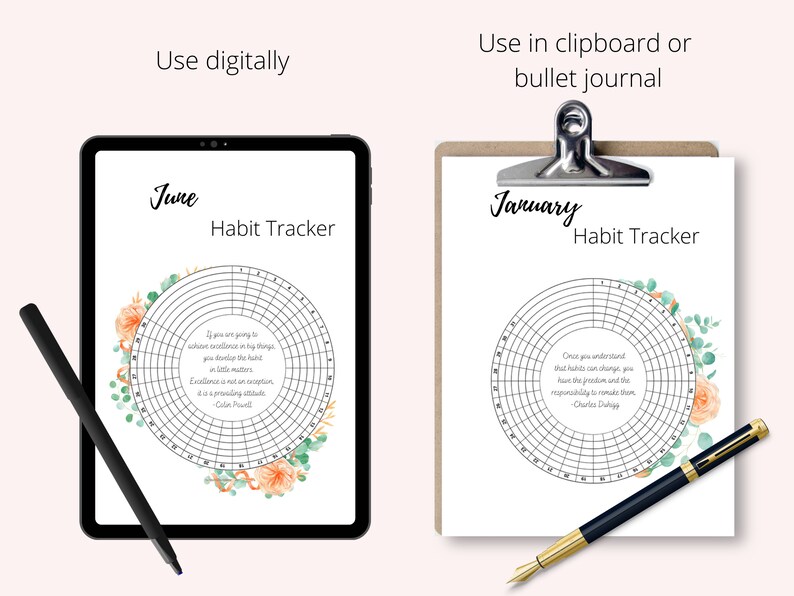 Editable Floral Habit Tracker Flower Circle Habit Tracker Customize ...
