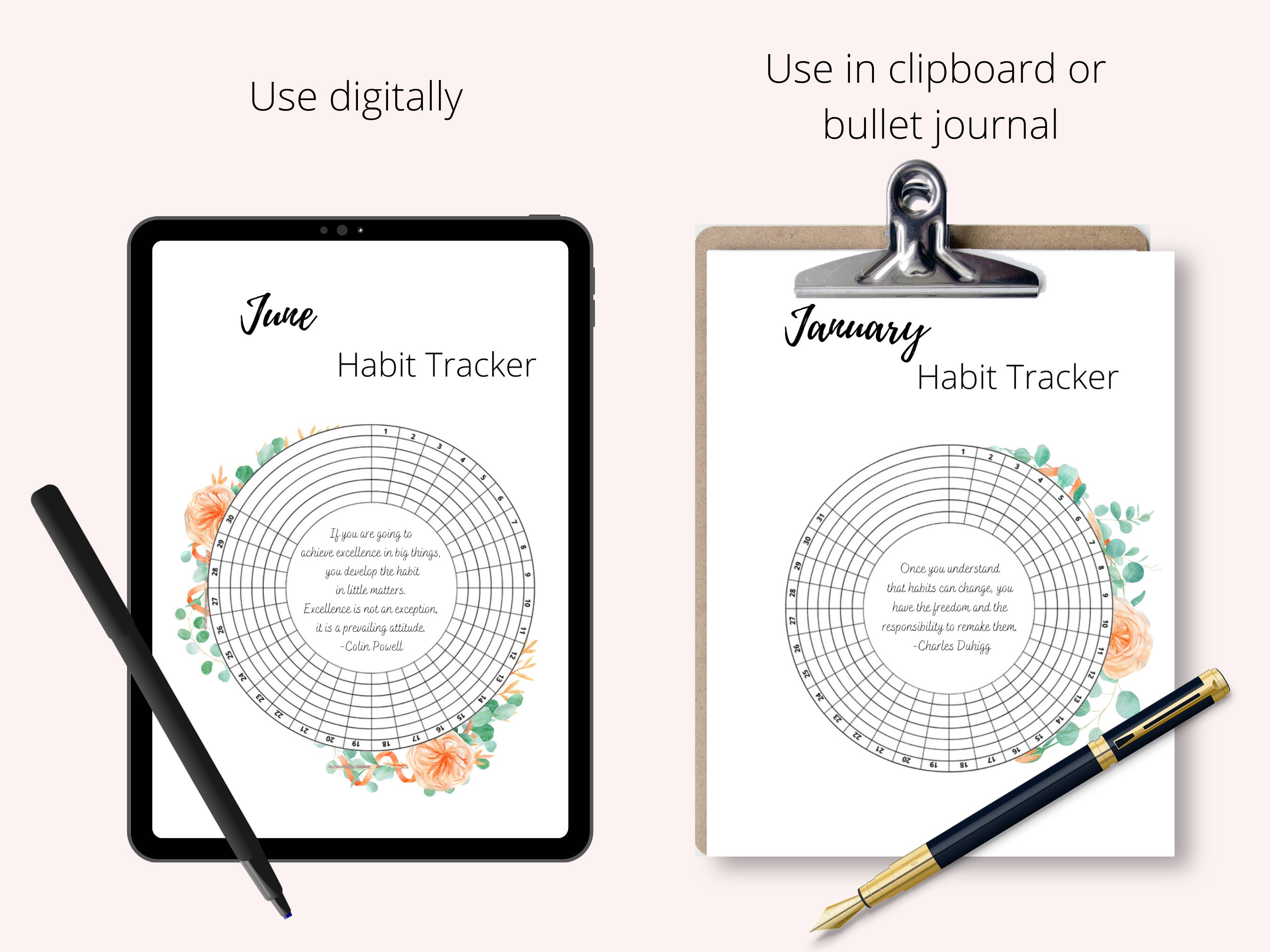 Editable Floral Habit Tracker Flower Circle Habit Tracker Customize ...