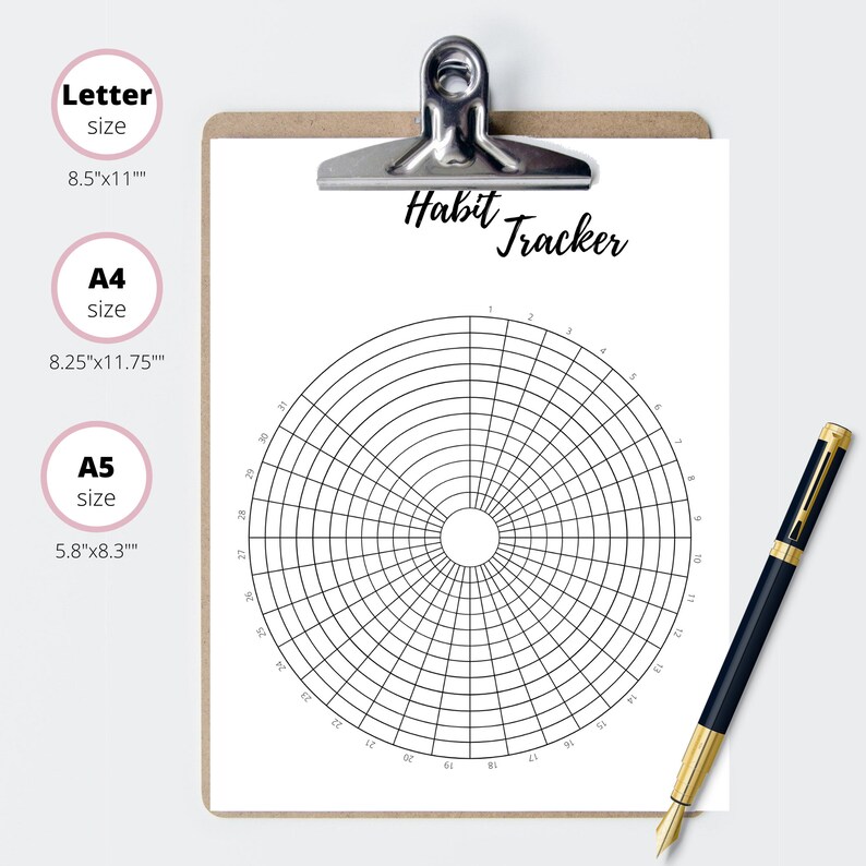 Habit Tracker Printable Minimalist Digital Download Habit Wheel Tracker ...