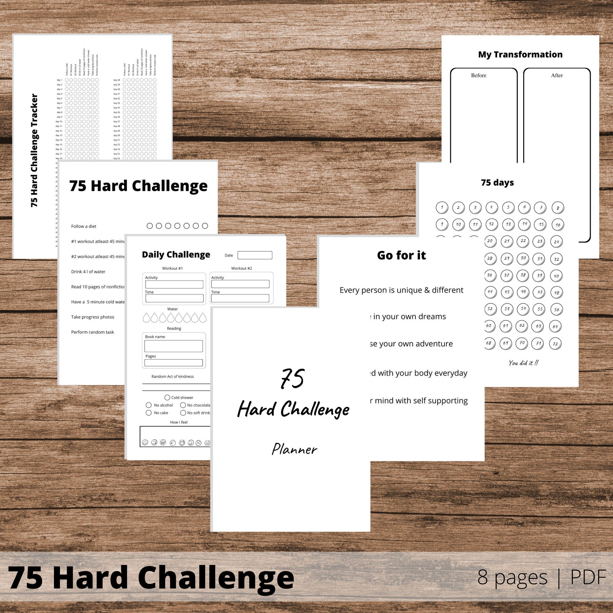 75 Hard Challenge Planner Fitness Planner Printable - Etsy