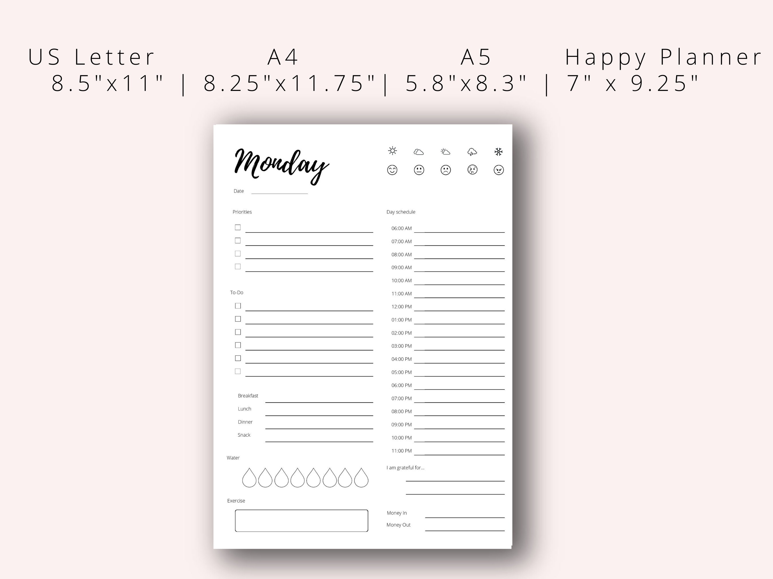 Printable 7 Day Planner Weekly Planner Day Planner PDF JPG Instant ...