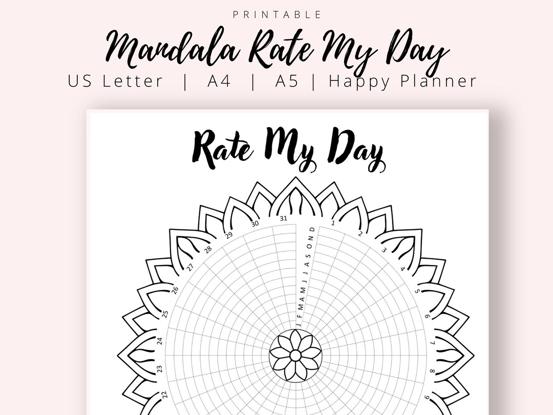 Mandala Rate My Day Daily Rating Tracker Track Your Day Mood Tracker ...
