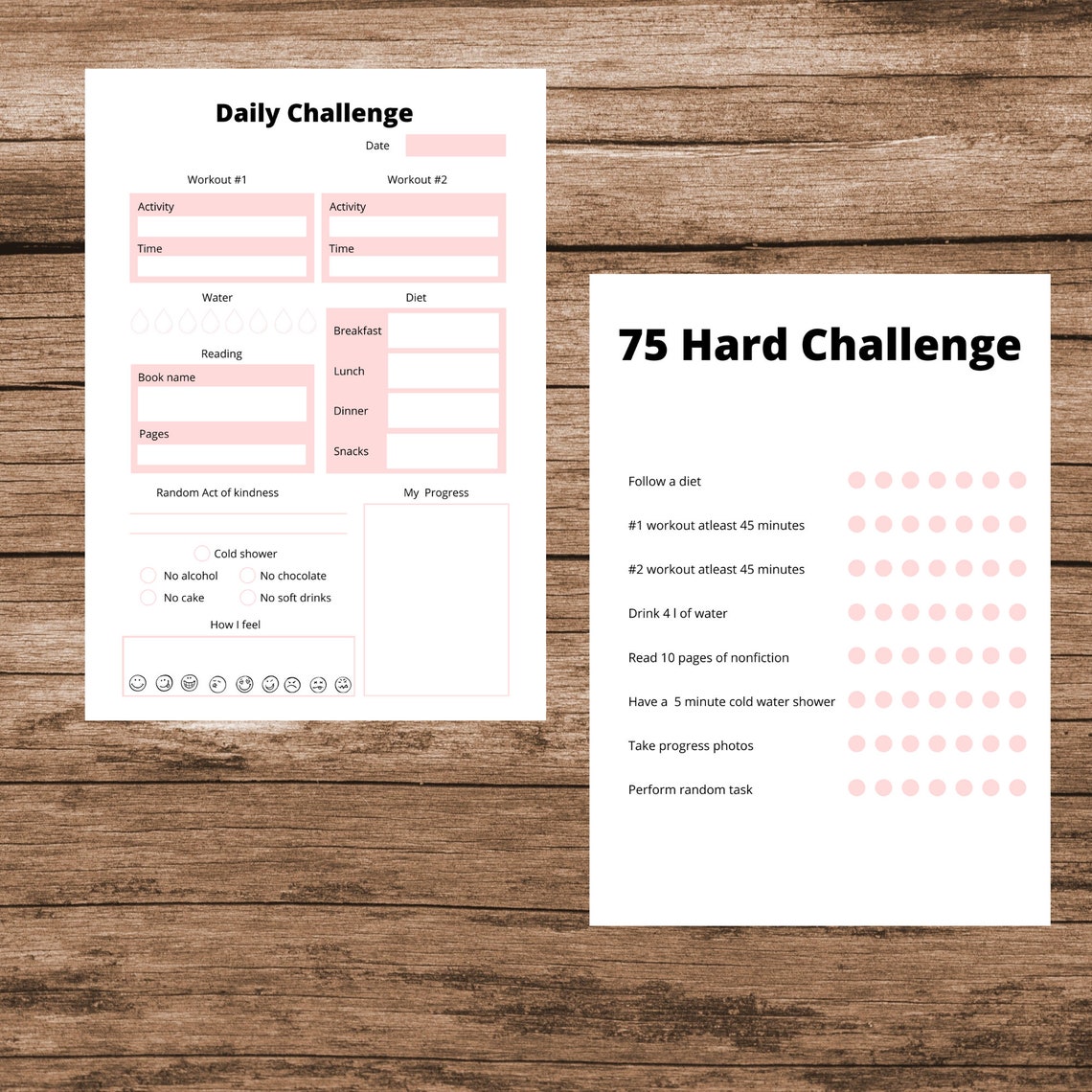 75 Hard Challenge Printable Planner Fitness Tracker Body - Etsy