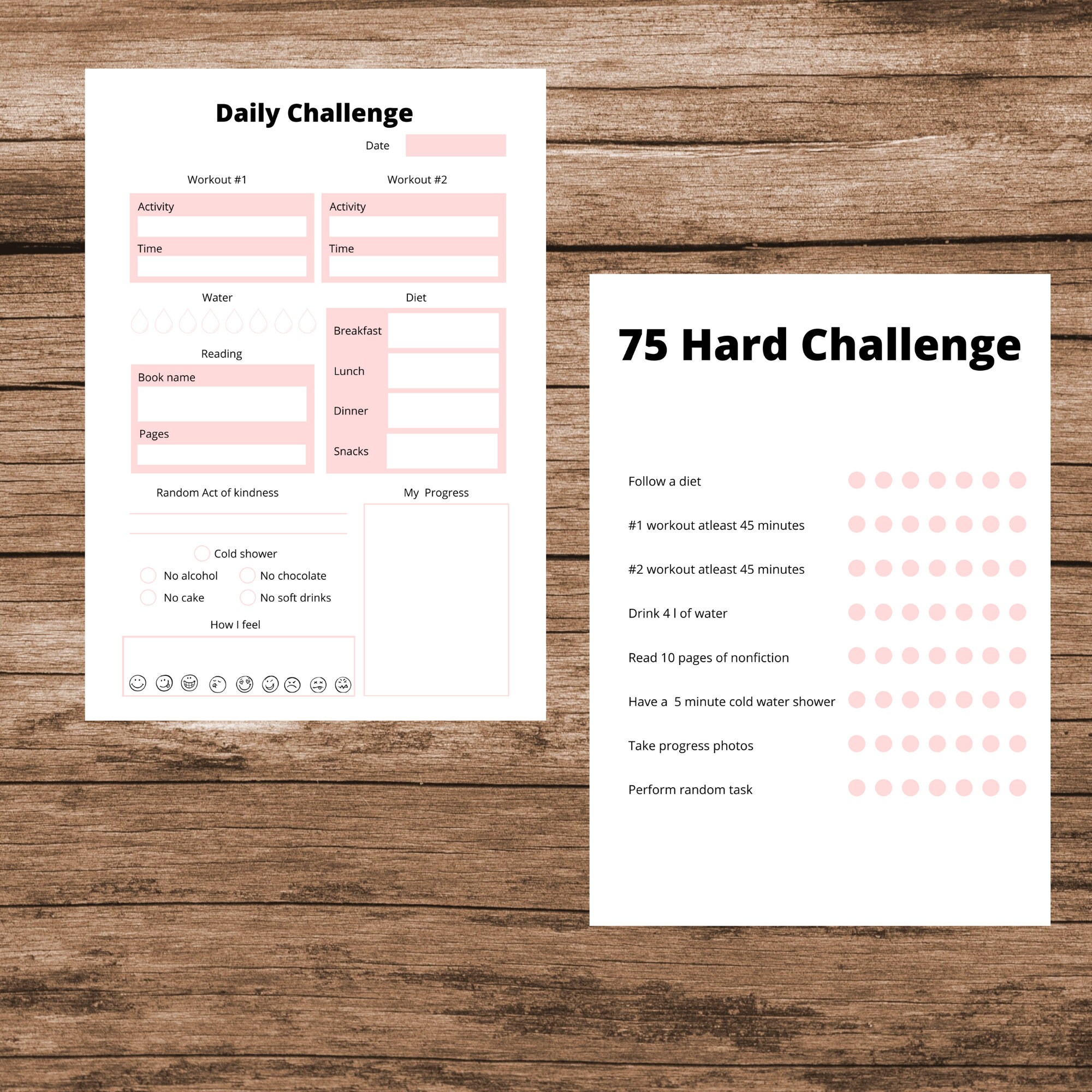 75 Hard Challenge Printable Free