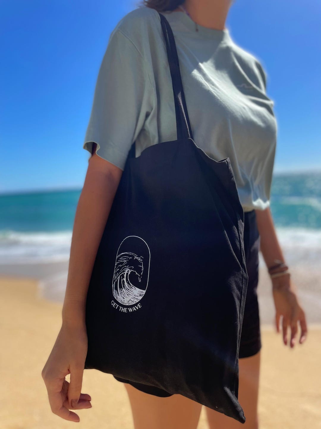 GET THE WAVE Tote Bag With Long Handles - Etsy