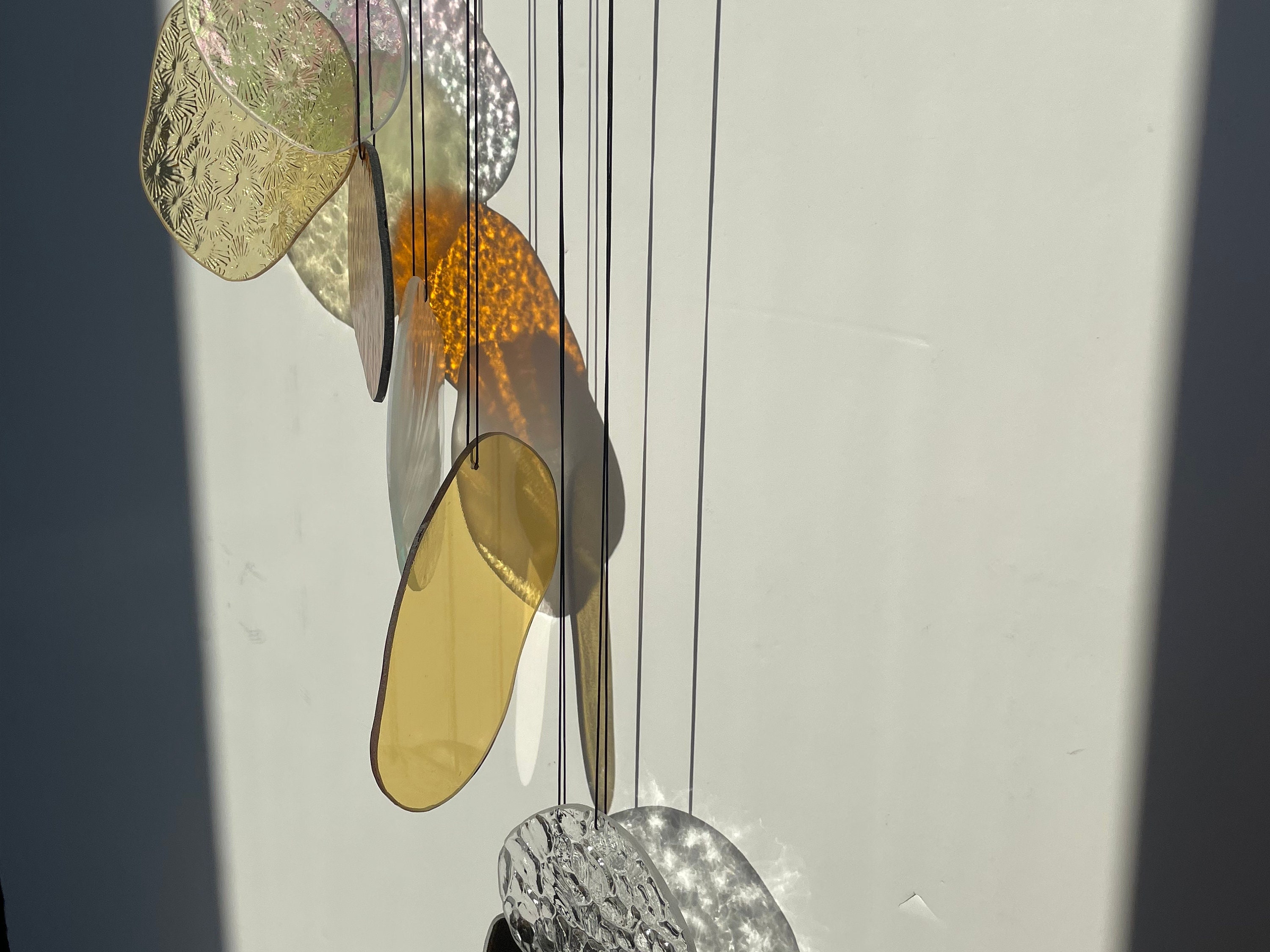 Yellow Orange Organic Shaped Wall Art in Pastel Colours, Glass Mobile ...