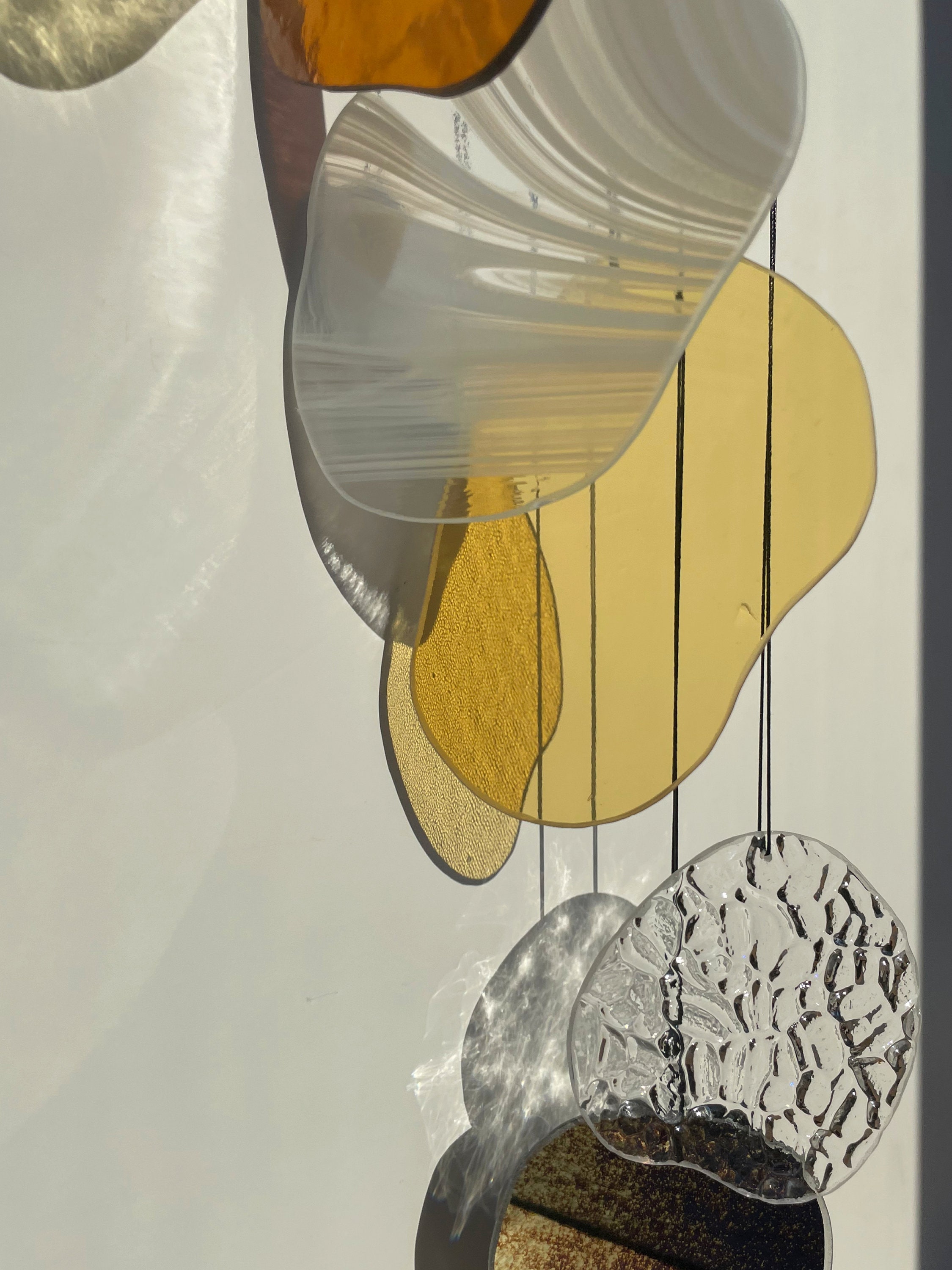 Yellow Orange Organic Shaped Wall Art in Pastel Colours, Glass Mobile ...